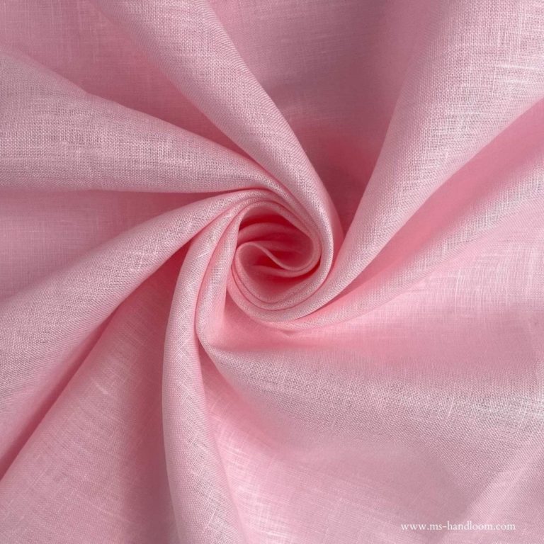 Light Pink Color Pure Linen Fabric - MS Handloom